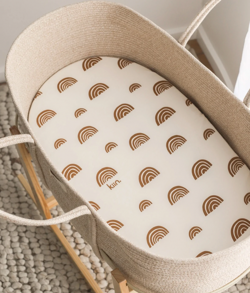 Organic moses/pram sheet - rainbow ivory + umber – Husk and Will